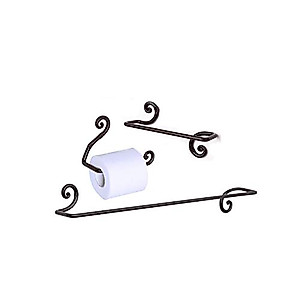 RTZEN Wrought Iron Bathroom Accessories Set, Decorative Hand Towel Bar, Body Towel Bar Hanger and Toilet Paper Holder