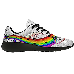 Music Themed Shoes Womens Mens Fashion Sneakers Walking Tennis Shoes Music Note Signs Rainbow Shoes,US Size 11 Women/9.5 Men