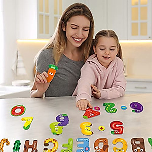 Magnetic Uppercase Letters and Numbers, Educational Learning Tool for Kids Word Recognition 39 Pieces Magnets Include 26 Colorful Alphabet Letters, 10 Numbers and 3 Symbols,Toddlers 3 4 5 Years Old
