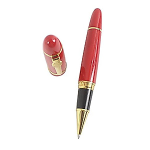 Gullor Heavy Big Rollerball Pen 159, Gold Trim, Black Ink(0.7mm), Red