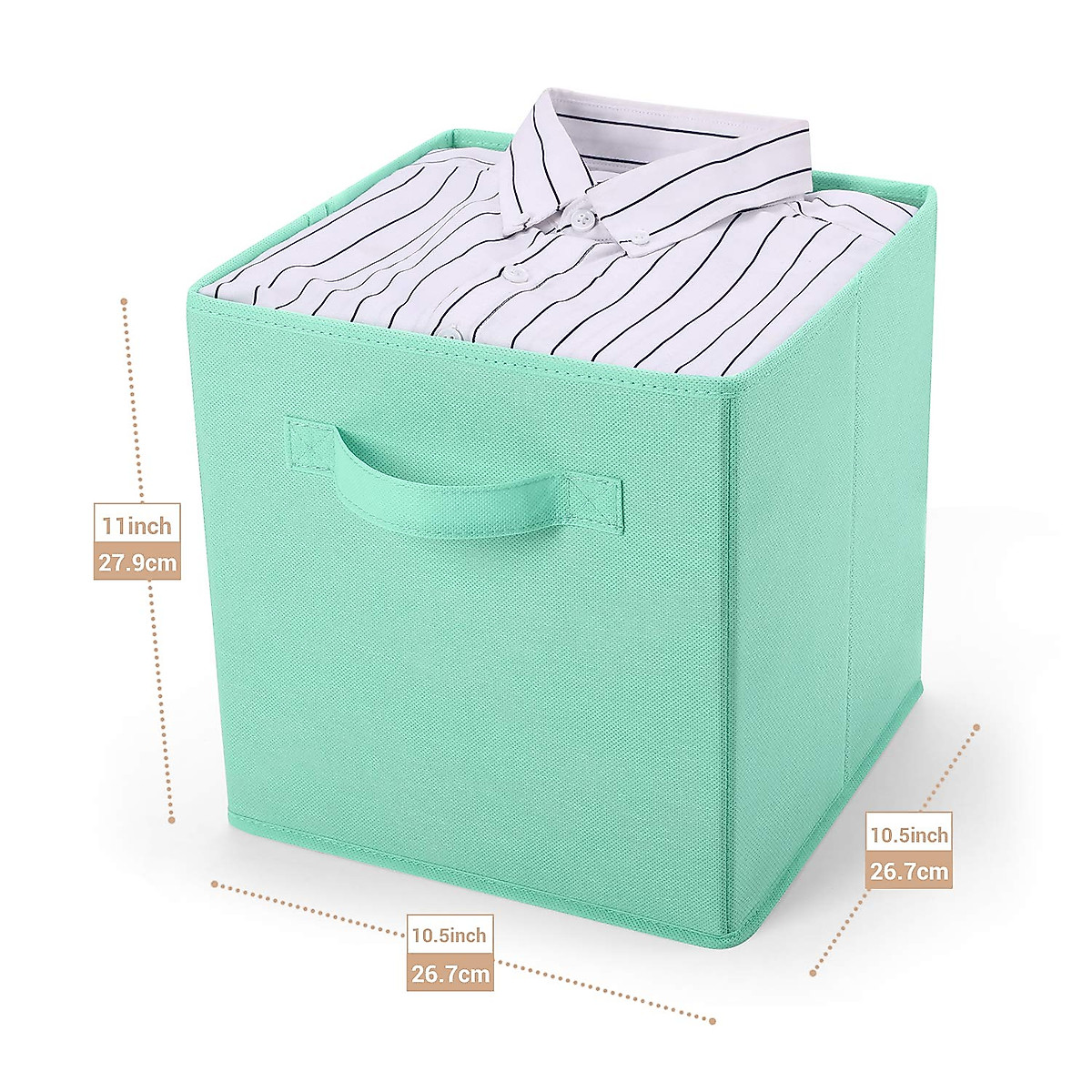 MaidMAX Cloth Storage Bin with Dual Handles for Home Closet Drawers Organizer Foldable 10.5×11 inches, Set of 6, 6 Colors