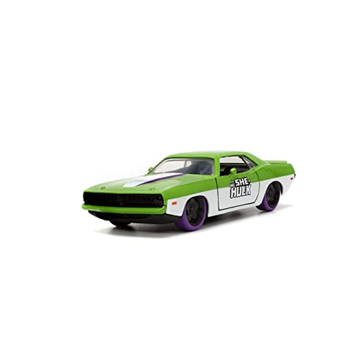 Marvel 1:32 1973 Plymouth Barracuda Die-Cast Car & 1.65" She-Hulk Figure, Toys for Kids and Adults
