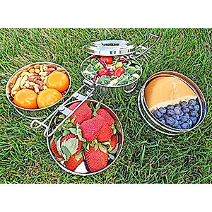 Lifestyle Block Stainless Steel Tiffin Style 4-Layer Round Stacking Lunch Box