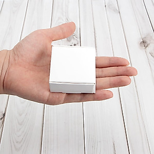 Sdootjewelry Small Gift Boxes 100 Pack, Kraft Gift Boxes Bulk 2.16’’ × 2.16’’ × 0.98’’, Small Cardboard Boxes for Jewelry Packaging, White