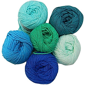 Lily Sugar 'n Cream Yarn Bundle Plus Bamboo Knitting Gauge 100% Cotton Worsted #4 Weight (Mix 106)