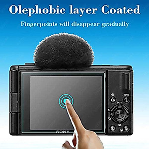 ULBTER Screen Protector for Sony ZV-1F Vlog Camera & Lens Cap Cover 0.3mm 9H Hardness Tempered Glass Cover Anti-Scrach Anti-Fingerprint Anti-Dust Anti-Bubble [2+2 Pack]
