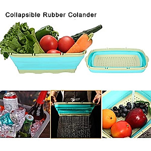 AJH3 ESSENTIALS 9-in-1 Collapsible Cutting Board with Colander and Prep Tub: The Ultimate Meal Prep Station for Any Occasion (Blue/Green)