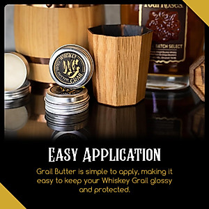 Whiskey Grail - Grail Butter - Beeswax Wood Butter for Whiskey Grail Cups, Food Grade Wax for Maintaining Bourbon Cup's Glossy Sheen, Enhances & Protects Whiskey Grail’s Handcrafted Charred Oak Finish