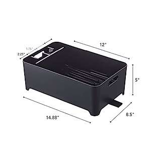 Yamazaki Home Drainer-Drying Kitchen Counters | Plastic | Dish Rack, One Size, Black