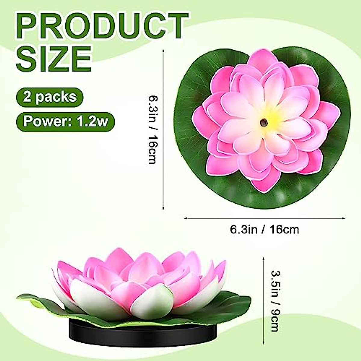 Hiboom 2 Pcs Solar Water Fountain with Lotus Leaf Solar Bird Bath Fountain Pump Solar Fountain with 6 Nozzles Solar Powered Bird Bath Floating Fountain Panel Solar Water Fountain for Fish Tank Pool