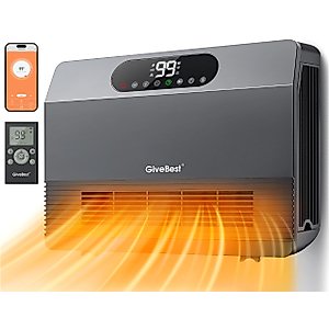 GiveBest Portable Ceramic Space Heater, 2 in 1 Oscillating 1500W/750W Electric Room Heater with Tip Over and Overheat Protection, 200 Square Feet Fast Heating for Indoor Bedroom Office Desk Home