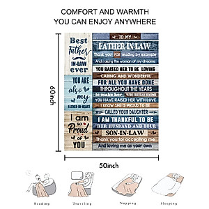 Merry Carve Father in Law Gift from Son in Law Birthday Gifts for Father in Law Throw Blanket to My Father of The Bride Gifts Christmas Father Day for Father in Law from Son in Law 60"*50"