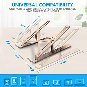 Aduro U-Rise Steel Ergonomic Laptop Stand Adjustable Height Aluminum Monitor Stand Riser Compatible with 10-15.6" Laptop Gold