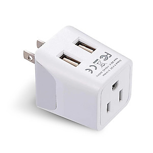 Ceptics Japan, Philippines Travel Adapter Plug with Dual USB - Usa Input - Type A - Ultra Compact (CTU-6) - Perfect for Cell Phones, Laptops, Camera Chargers