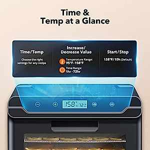 Food Dehydrator, PARIS RHÔNE Dehydrator Machine with 6 Stainless Steel Trays,72H Digital Timer, Temperature Control, Drop-Down & Viewing Door, for Jerky Fruit Meat Pet Treats Herbs and Yogurt