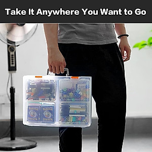 Chemlliy Portable Plastic Storage Box, Art & Craft Organizer with Handle, Clear Storage Bins Container for Organizing Tool, Craft, Bead, Lego, Sewing