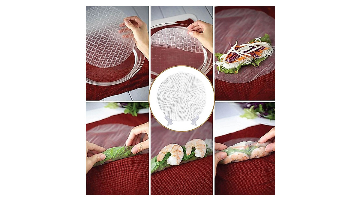 Rice Paper Wrappers & Holder for Perfect Spring Rolls