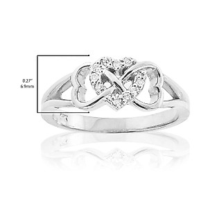 14K White Gold 1/15 Cttw Diamond Accented Triple Heart Infinity Celtic Knot Band Engagement Ring (J-K Color, I1-I2 Clarity) - Size 7-1/2