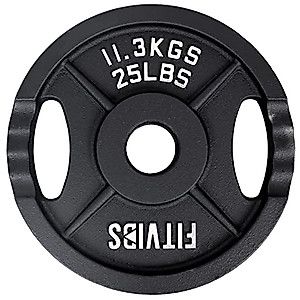 Signature Fitness Cast Iron Plate Weight Plate for Strength Training and Weightlifting, 2-Inch Center (Olympic), 25LB (Single)