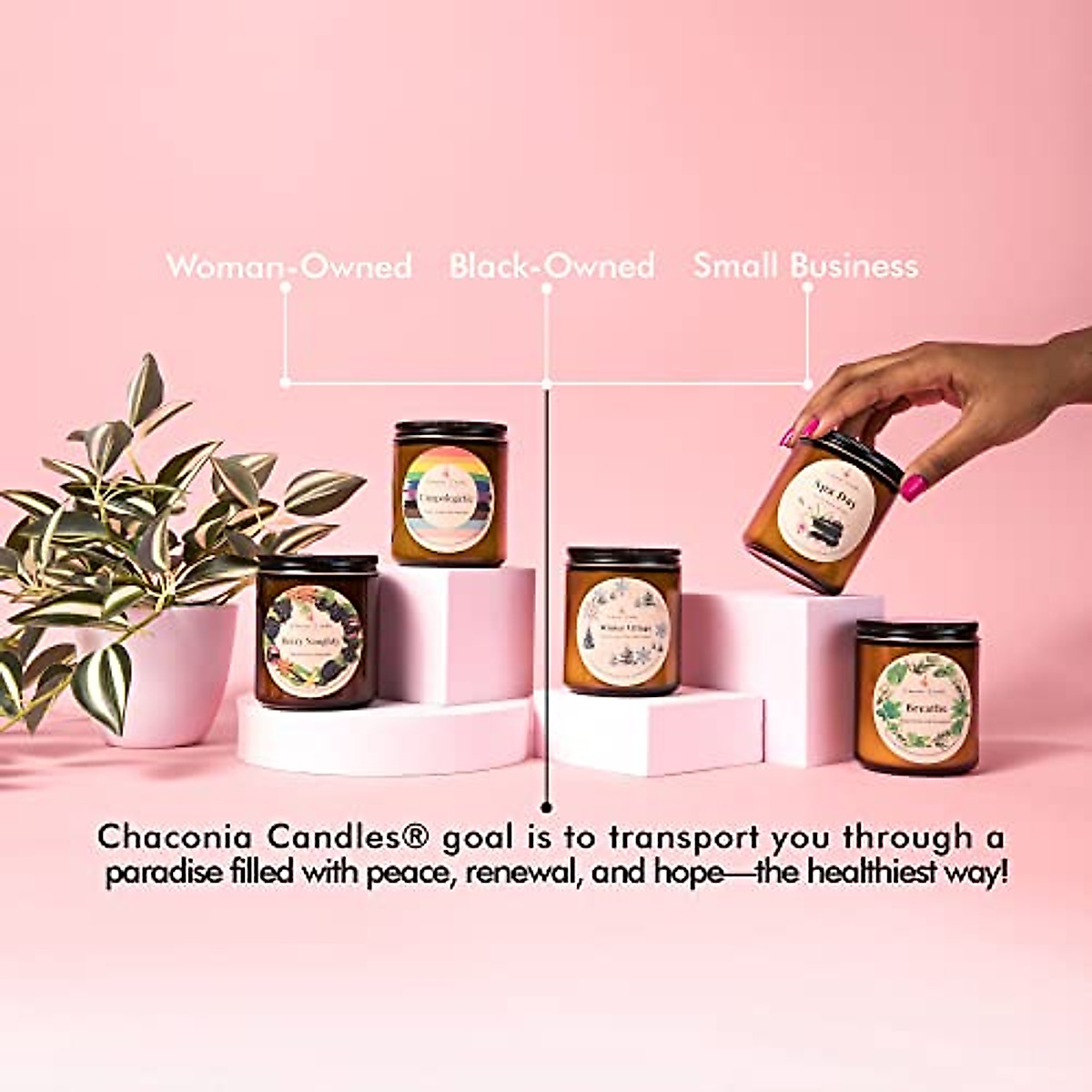 Chaconia Candles Nontoxic, Clean Burning, Long Lasting Scented Candle | Sustainably Handmade | Coconut Wax Blend | 8 oz |60-Hour Burn Time | Aromatherapy (Berry Scented Candle)