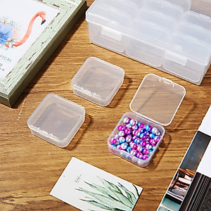 36 PCS Small Bead Organizers with 3 PCS Hinged Lid Rectangle Clear Craft Case, Mini Plastic Bead Storage boxes Containers for Storage of Small Items, Jewelry, Diamonds, DIY Art Craft Accessory