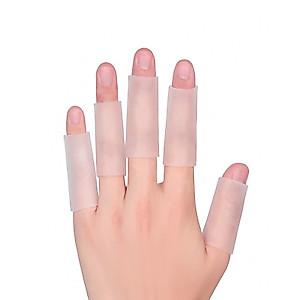 Zxfuture 20 PCS Gel Finger Sleeve Protectors, Trigger Finger Pain Silicone Finger Sleeve Cushions and Protects Provide Relief for Finger Cracking, Corns, Blisters, and Calluses Protect.