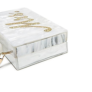 Bride Clutch Purse Acrylic MRS Evening Bag Handbag for Women Wedding Day Bridemaid Party Dinner Prom White