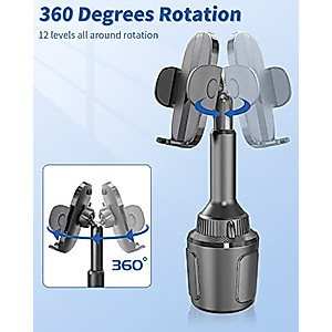 OQTIQ Cup Holder Phone Mount for Car No Shaking Cup Phone Holder for Car Sturdy & Adjustable Cell Phone Holder Mount for Truck, SUV Quick Extension Long Arm for iPhone, Samsung, Nokia, LG, Smartphones