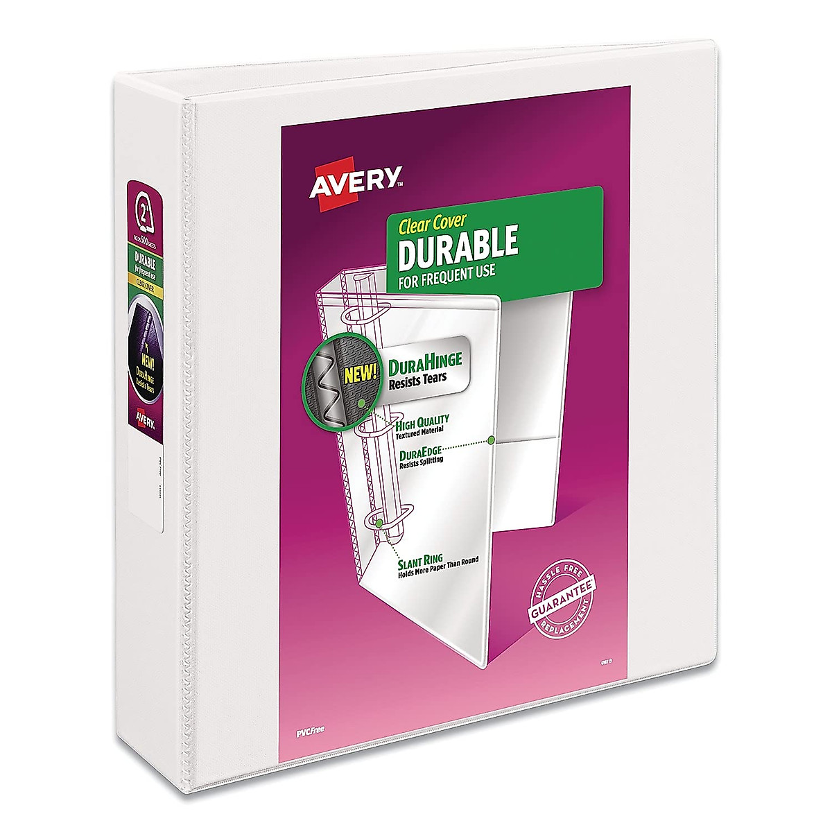 Avery Durable View 3 Ring Binder, 2 Inch Slant Rings, 4 White Binders (17032)