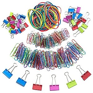 Mr. Pen- Paper Clips and Binder Clips, 272 PCS, Assorted Colors Medium, Small and Mini Binder Clips, Paper Clips Jumbo, Jumbo and Small Paper Clips, Rubber Bands, Assorted Binder Clips