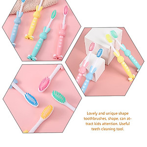 Healifty Kids Toothbrush Cartoon Bamboo Charcoal Soft Hair Silicone Cute Cleaning Teeth Brush Set Handle Children Teeth Cleaning Brushes for Boys and Girls 4pcs (4 Colors)