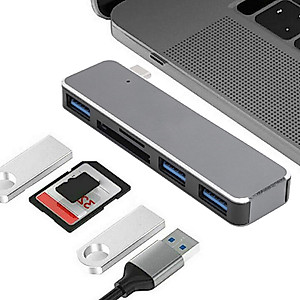 5-in-1 USB C Adapter,5 in 1 Hub Aluminum Alloy Docking Station,TypeC to Memory Card Network Adapter,TypeC Hub Multifunction Docking Station Electronic Adapter