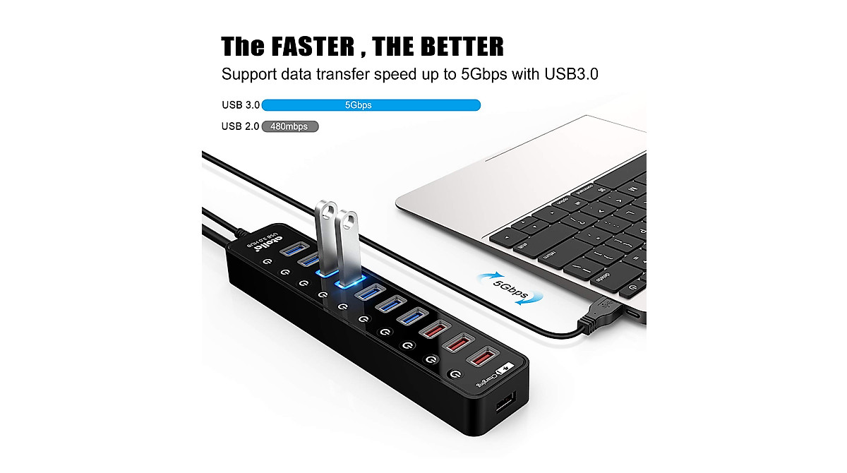 Atolla Powered USB 3.0 Hub with 11 Ports