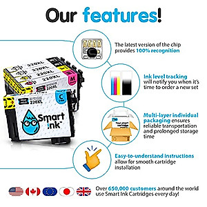 Smart Ink Remanufactured Ink Cartridge Replacement for Epson 220 XL T220 220XL to use with Workforce WF-2630 WF-2650 WF-2750 Expression Home XP-320 XP-420 XP-424 Printers (2 Black, C/M/Y 5 Multipack)