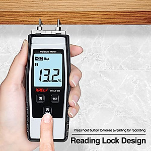 Wood Moisture Meter with Backlight, Digital Moisture Detector Meter Tester for Firewood Moisture Cement Mortar, Humidity Damp Meter for Wood, Timber Water Content Detector Gray