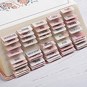 DiverseBee Laminated Bible Tabs for Women (Large Print, Easy to Read), Colorful Bible Journaling Book Tabs, Christian Gift, 66 Bible Tabs Old and New Testament, Includes 11 Blank Tabs - Rose Theme