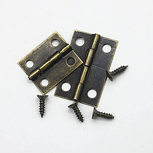 60Pcs Small Mini Hinges for Wooden Box, Crafts, Jewelry Box, Bird House, Bronze Small Box Hinges with 260 Pcs Screws