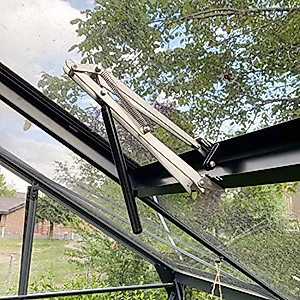 BIBISTORE Automatic Greenhouse Vent Opener Solar Powered Auto Hothouse Window Opener Wooden Cold Frame Roof Vent Opening Kit Greenhouse Accessories-(Lifts 15.4 Lbs,Double Spring)