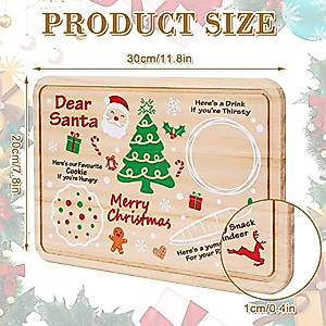 AnyDesign Santa Cookie Plate Rectangle Christmas Wooden Santa Treat Plate Xmas Eve Santa Milk and Cookie Tray Cute Plate Platter Mat Wooden Tray Plate for Christmas Decoration Supplies