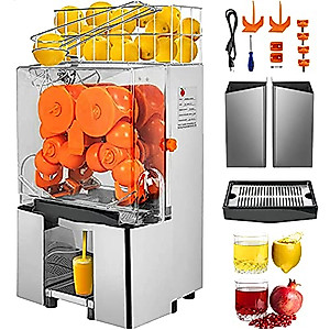 VBENLEM Commercial Juicer Machine, 110V Juice Extractor, 120W Orange Squeezer for 22-30 per Minute, Electric Orange Juice Machine w/Pull-Out Filter Box SUS 304 Tank PC Cover and 2 Collecting Buckets