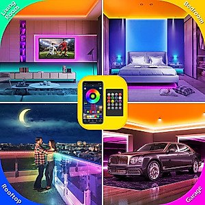 Aulimhti 100ft Led Strip Lights,Bluetooth APP Control Music Sync LED Lights for Bedroom,Led Lights with Remote,5050 RGB Color Changing Lights for Room Party (70FT)