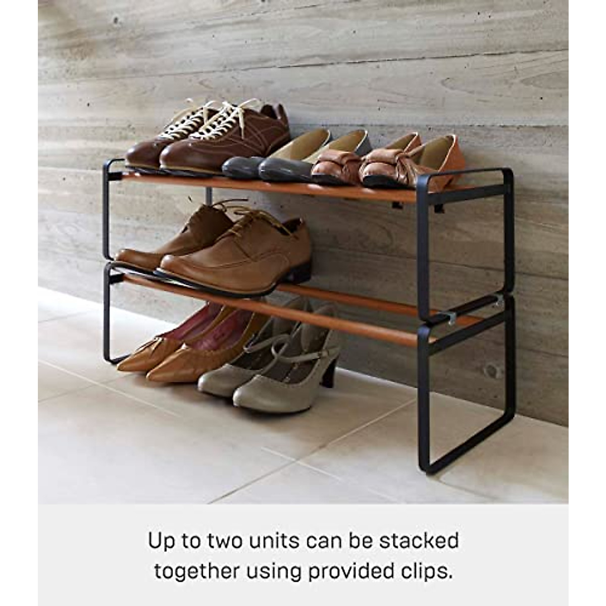 Yamazaki Stackable Home Steel | Shoe Rack, One Size, Black