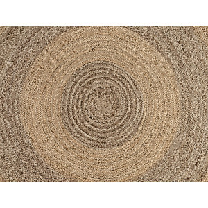 LR Resources Jute LR12032-NGY40RD Natural/Gray Round X 4 ft Indoor Area Rug, 4' x 4'