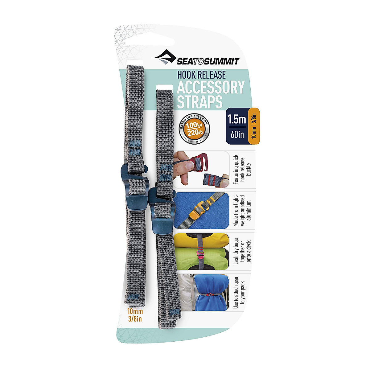 Sea to Summit Hook Release Accessory Straps (Pair), 3/8 x 60 inches