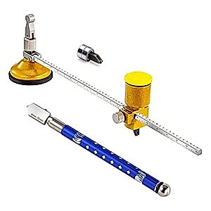 B BLOOMOAK Heavy Duty Circular Glass Cutter with Round Knob Handle and Suction Cup Adjustable Diamond Glass Cutter Tool Set 24" with Extra Blade (60cm)