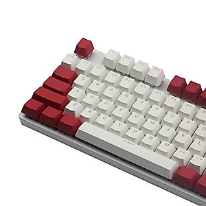 HZYZ PBT Keycaps Backlit Doubleshot Cherry MX Keycap Set Translucent OEM Profile MX Key Caps for US-ANSI Layout 6187104108 MX Switches Mechanical Gaming Keyboard(Red White Combo)