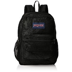 JanSport Eco Mesh Backpack for School, Black, 17” x 12.5” x 6” - Semi-Transparent Bookbag for Middle School Girls, Boys, Adults with Laptop Sleeve, Padded Back Panel - Large Student Backpack