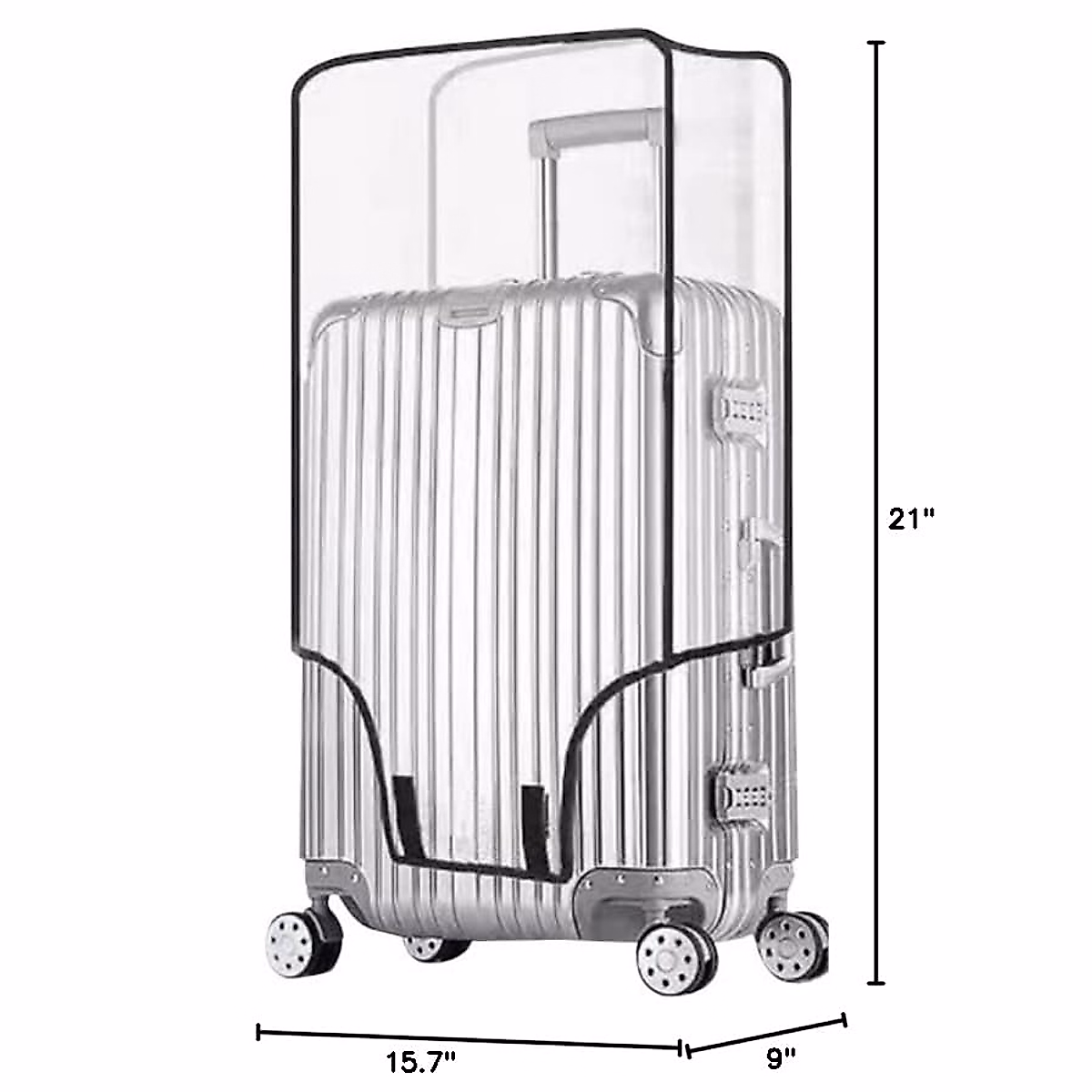 Clear Suitcase Cover - 20 24 26 28 30 Inch Waterproof PVC Suitcase Cover - Transparent Travel Suitcase Wrap - Protective Cover Case for Wheeled Luggage (24-Inch)