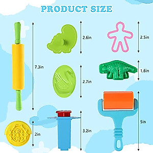 Oun Nana Playdough Tools 53 PCS Dough Tools Kits for Kids, Playdough Accessories Various Shape Molds, Animal, Dinosaur, Stamps, Scissors, Extruder, Cutters, Rollers, Dough Mat with Storage Bag
