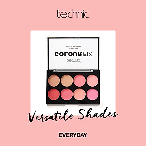 Technic Colour Fix Pressed Powder Blush Palette - 8 Blendable Matte Shades For A Long Lasting, Professional Finish